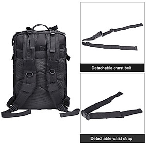 Prospo 40L Military Tactical Shoulder Backpack Assault Survival Molle Bag Pack Fishing Backpack for Tackle Storage (Black + Khaki)