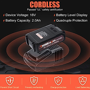 THINKWORK 20V 18 Gauge Cordless Brad Nailer, Durable Nail Gun Battery Powered - (2 in 1 Dual Mode) with Powerful Battery&Fast Charger, 1000 Nails, Single or Contact Firing for Woodworking, Renovation