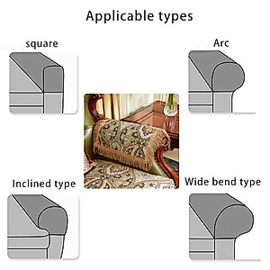 LUFEIJIASHI Luxury Couch Arm Covers,Washable Armrest Covers for Sofa,Anti Slip Recliner Chair Arm Covers Protectors for Leather Sofa Arm Cover Set of 2 (FLKF-Coffee)