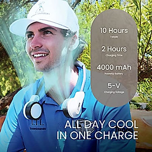 Homace Foldable Neck Fan with Cooling and Heating Pad, with traveling case, 4000mAh Rechargeable Battery Operated, Wearable Personal Fan, Refrigerated Chip, 3 Speeds,Outdoor indoor.