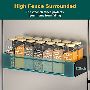 Johamoo 3 Pack Magnetic Spice Rack Organizer, Magnetic Shelf for Refrigerator, Space Saving Seasoning Organizer for Refrigerator and Microwave Oven, Metal Black