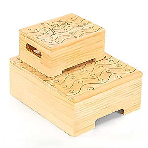 VITEVER Toddler Step Stool, Wooden Two Step Stool for Kids, Stackable and Non Slip Base Kids Step Stool for Bathroom, Potty Training, Kitchen, Bedroom