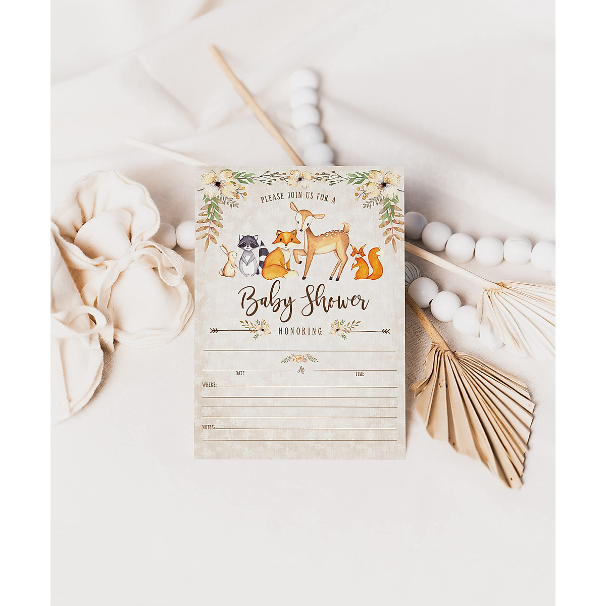 Your Main Event Prints Woodland Baby Shower Invitations, Fox Baby Shower, Boy Baby Shower, Deer Baby Shower, Little Fox, 20 Fill in Invitations and Envelopes