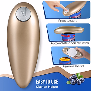 Electric Can Opener - Open the Cans in One Click, Handheld Automatic Can Opener for Almost Size, Smooth Edge Food-Safe Electric Can Openers for Chefs, Arthritis and Seniors, Best Kitchen Gadget