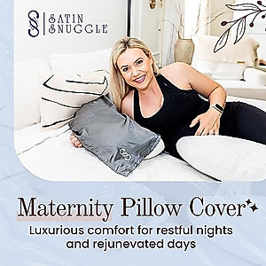 Beavion Satin Snuggle Pregnancy Pillow Cover, Satin Maternity Pillow Cover for Cooling Skin & Hair, Durable C and U Pillow Cover, Baby Blue Accent Color