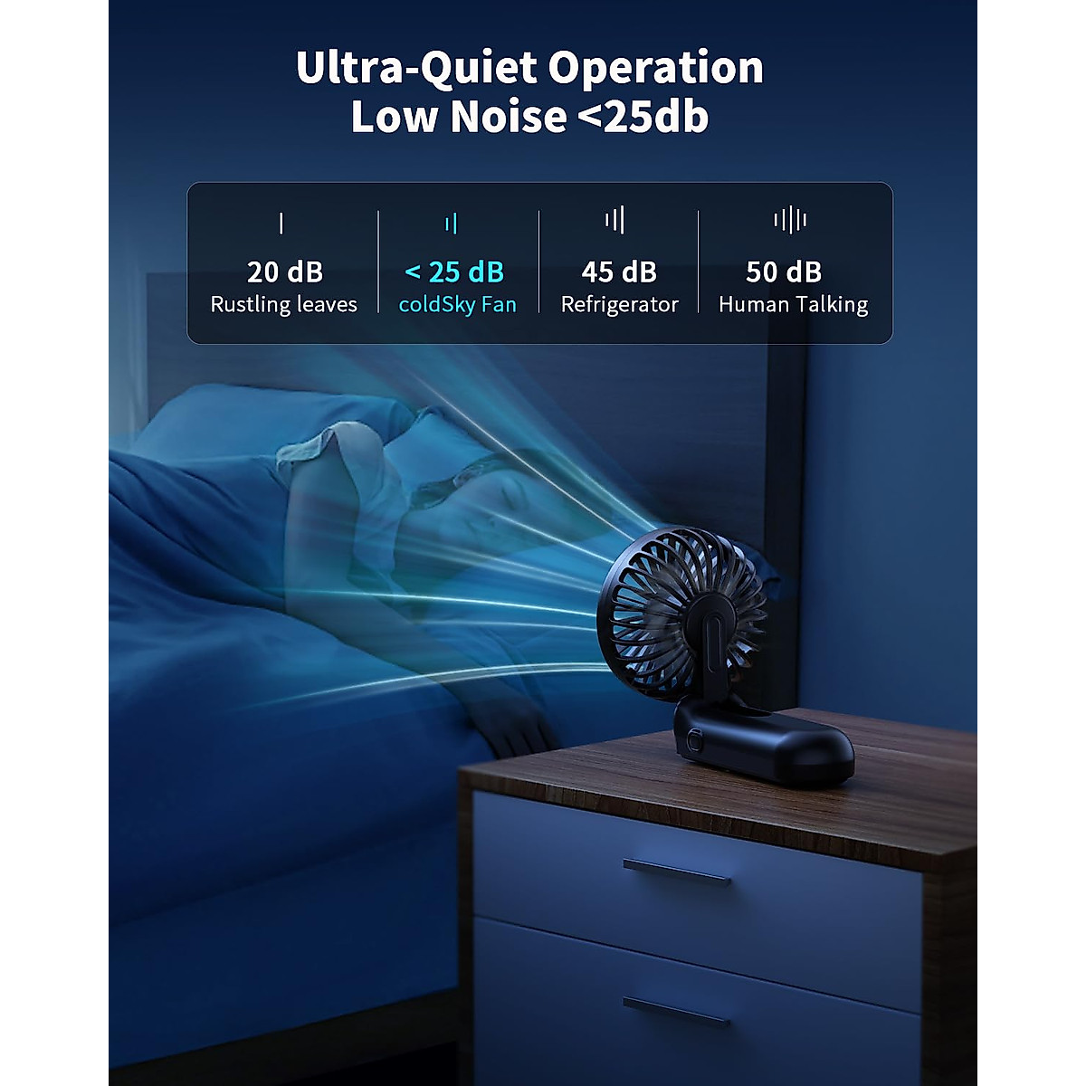 Handheld Fan, Foldable Portable Fan with LED Display, 3000mAh Battery Operated Mini Hand Held Fan, Handheld/Neck/Desk 3 in 1 Personal Small Fan for Eyelash Makeup Travel Beach Outdoor Black