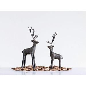 Creative Co-Op Metal Standing Deer Figures and Figurines, 13.25", Grey