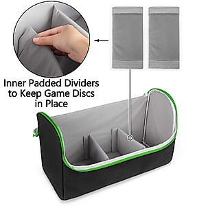 Trunab Game Disc Case Hold Up to 24 Discs, Portable Storage Bag Gaming Disk Organizers, Compatible with Xbox 360/Xbox One/Xbox Series X/S/PS4/PS4 Pro/PS3/PS5, Green (Patent Design)