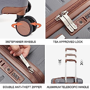 CLUCI Carry On Luggage with Spinner Wheels,Lightweight Hardside Suitcase PC Hardshell Luggage with TSA Lock,20" Carry-On(Dark gray)