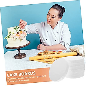 16pcs White Foam disc Fake Cake Tray Foams Cake Tray Foams Cake Stand Craft Foam Round Foam Circles Craft DIY Foams Round Cake pan Foams Cake Plate Unique Bottom Bracket Child