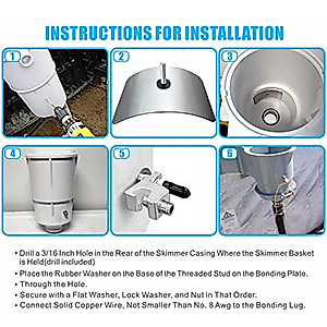 Pool Bonding Kits, BWB680AG Above Ground Pool Skimmer, Compatible with Most Skimmers, in Direct Contact with Pool Water at All Times