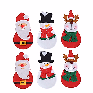 Amosfun 6pcs Christmas Silverware Holder Pockets Santa Snowman Reindeer Knives Forks Bags Cutlery Holders Pockets Christmas Table Decorations