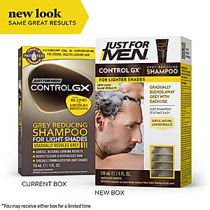 Just for Men Control GX Grey Reducing Shampoo for Lighter Shades of Hair, Blonde to Medium Brown, Gradual Hair Color, 4 Fl Oz - Pack of 1 (Packaging May Vary)