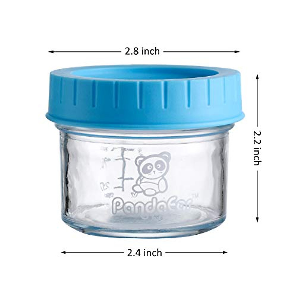 PandaEar (12 Pack) Glass Baby Food Storage Jars | 4 oz Reusable Small Containers Freezer Storage with Airtight Lids Leak Proof | Microwave & Dishwasher Safe | Infants Kids Babies