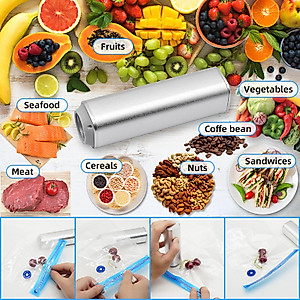 Electric Vacuum Sealer Machine，Mini Handheld Vacuum Sealer，with 5 Reusable Zipper Vacuum Bags and 2 Cooking Clips for Food Storage and Sous Vide Cooking