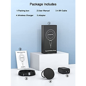 RTOPS Magnetic Wireless Charger, Fast Wireless Charging Pad, Travel Wireless Phone Charger with Kickstand, Compatible for iPhone 14/Pro/Max/Plus/13/12, AirPods (18W Adapter Included)