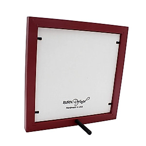 Rustic and Refined Design 7x7 Solid Wood Made in USA Picture Frame with 1 Inch Border (Gallery Collection) - Barn Red