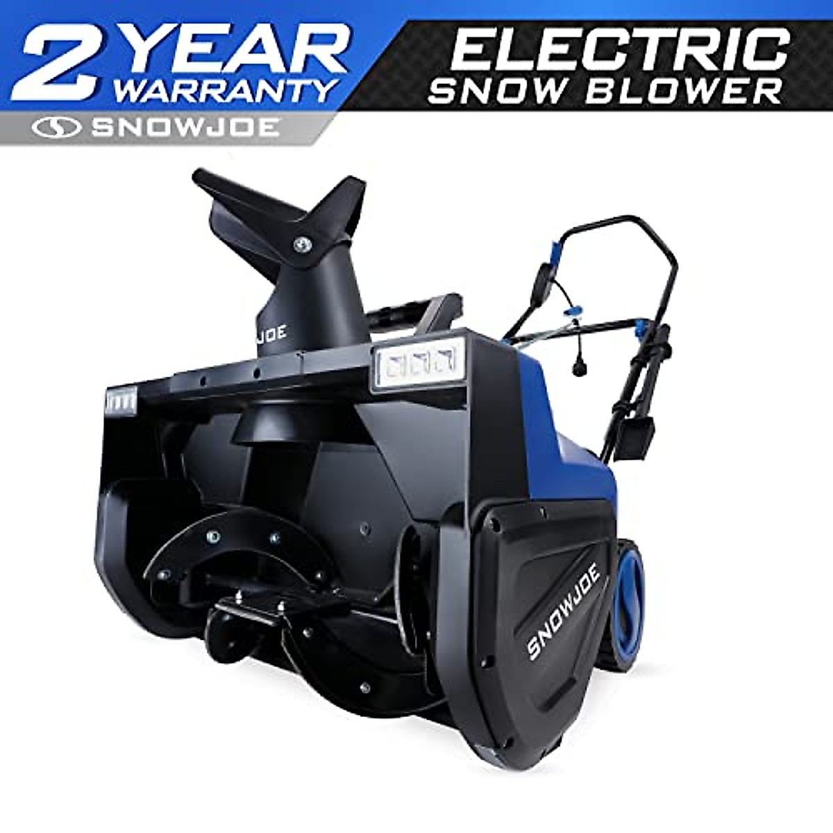 Snow Joe SJ627E Electric Walk-Behind Snow Blower w/Dual LED Lights, 22-inch, 15-Amp & Woods 2436 16/3 Outdoor Cold-Flexible SJTW Extension Cord, Blue with Lighted End, 100-Foo