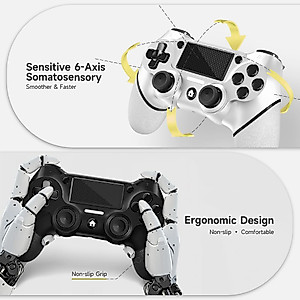AceGamer 2 Pack for PS4 Controller, Wireless Controller for PS4/Pro/Slim/PC, with Non-Slip Grip of Both Sides and 2 USB-C Cable! (Black and White)