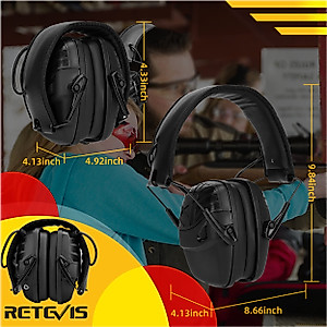 Retevis Shooting Ear Protection for Range,Sound Amplification Electronic Shooting Earmuff,Noise Reduction Ear Muffs for Hunting,Slim Volume Adjustable Earmuff,with 3.5mm Headphone Jack and Cable