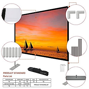 Projector Screen with Stand 100 inch 16:9 HD 4K Outdoor Indoor Projection Screen for Home Theater 3D Fast-Folding Projector Screen with Stand Legs and Carry Bag Projection Movie Wrinkle-Free