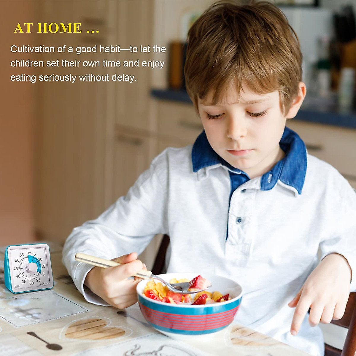 Secura 60-Minute Visual Timer, Classroom Classroom Timer, Countdown Timer for Kids and Adults, Time Management Tool for Teaching (Blue & Blue)