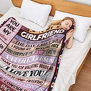 Gifts for Girlfriend Ultra Soft Blanket Anniversary for Her I Love You to The Moon and Back Birthday Romantic Gift for Couples Light Weight Throw 60'' x 50''
