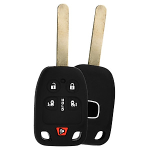 KeyGuardz Keyless Remote Car Key Fob Outer Shell Cover Soft Rubber Case 5 Button for Honda Odyssey N5F-A04TAA (Pack of 2)