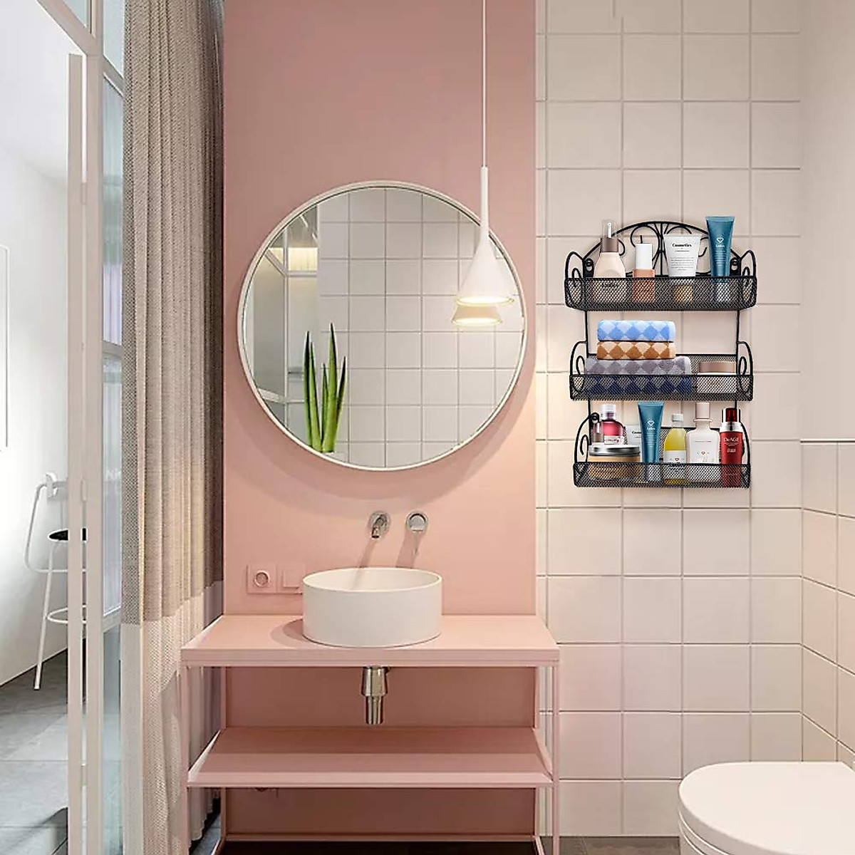 Giftgarden 3 Tier Over The Door Spice Rack, Wall Mount Hanging Spice Organizer for Cabinet Pantry Kitchen, Black