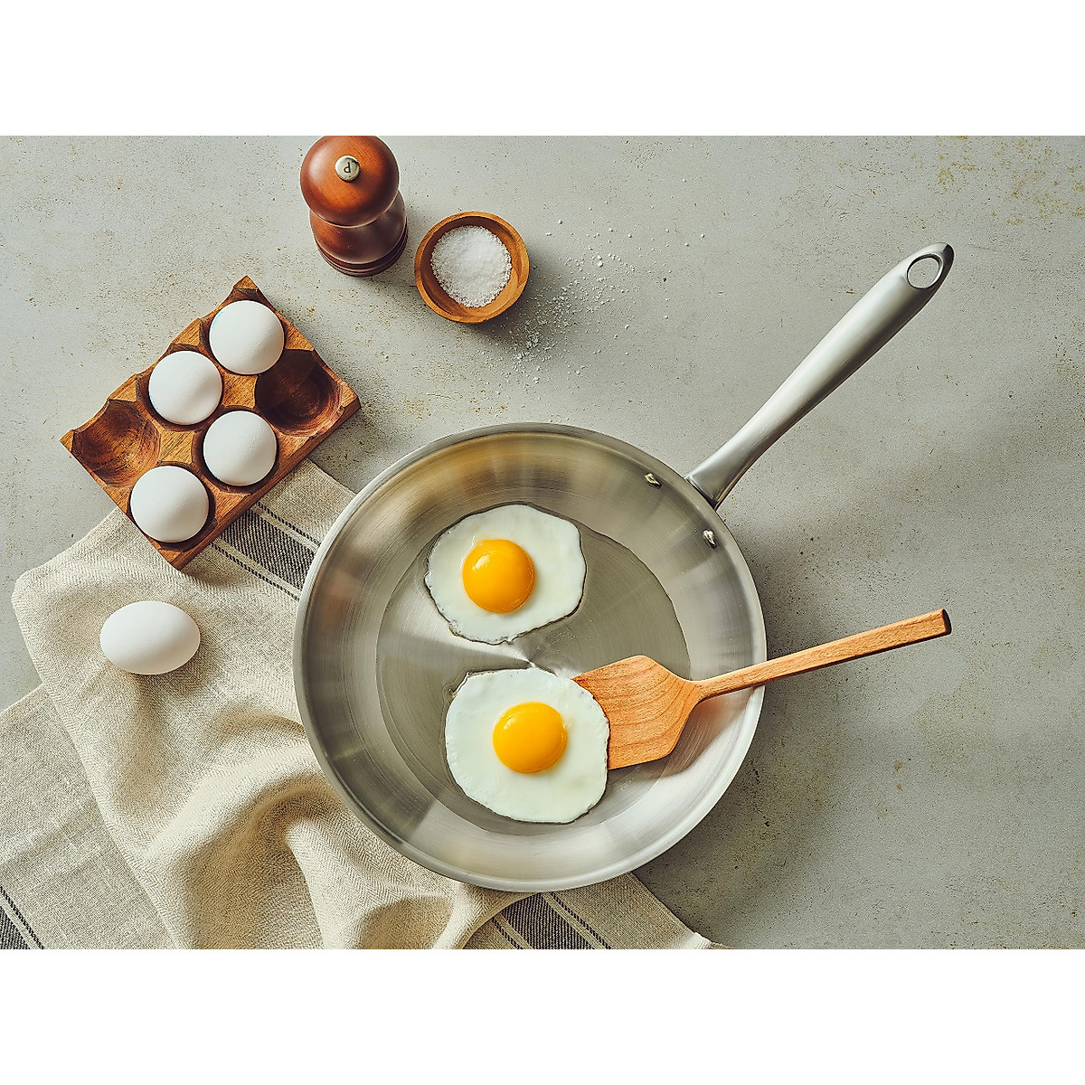 CHEF TOPF 5-ply Stainless Steel Frying Pan 10inch, Full 5-Ply Clad Construction Professional Grade Pan, Brushed Finish, Induction Cooking Pan, Oven Safe, Dishwasher Safe