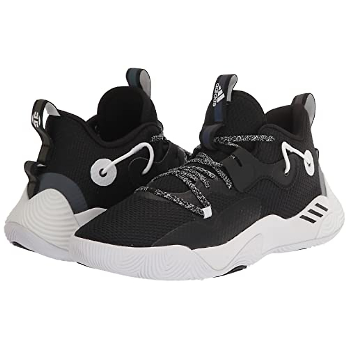 adidas Unisex Harden Stepback 3 Basketball Shoe, Core Black/White/Core Black, 7.5 US Men
