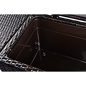 Top Union 80 Quart Rattan Rolling Cooler Cart, Portable Wicker Cooler Trolley, Backyard Party Drink Beverage Bar, Ice Chest with Wheels (Brown)