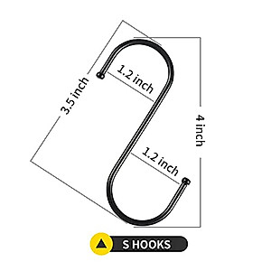 Lcsmaokin 30 Pack 4 Inch S Hooks for Hanging, Stainless Metal Steel Black S Shaped Hangers for Kitchen Utensils, Jeans, Plants, Pots, Pans, Cups, Towels - Black