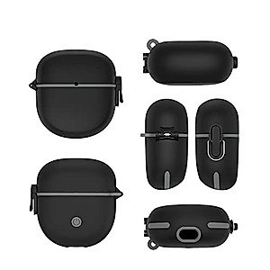 [Upgrade Lock] Bose QuietComfort Earbuds II Case 2022, Shock-Absorbing Protective Armor Cover for New Bose QuietComfort Earbuds 2 Accessories, TPU Hard Shell with Carabiner & Lanyard (Black)