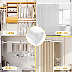 Luvenia Closet Rod White, 30 to 64 Inch No Drilling Adjustable Closet Rods for Hanging Clothes Heavy Duty Metal Closet Poles for Wardrobes Closet, Bathroom, Windows(with Holder)