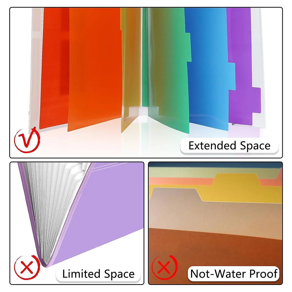 DORA BRIDAL Hanging Folders, Clear 7 Pockets Letter Size Expanding File Cabinet Folders, Hanging File Folders for Folder Frame, Filing Cabinet, File Cabinet, File Cabinet Organizer Box, 1 Pack