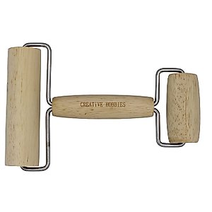 Creative Hobbies Hardwood Pony Roller - 2 in 1 Design Dual Roller Tool for Ceramic, Pottery Clay Working, Rhinestone Embroidery Diamond Painting, Craft Clay Roller, Wooden Roller
