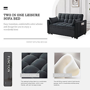 Eifizek 3-in-1 Convertible Sleeper Sofa Bed, Modern Pullout Couch Bed with Pull Out Bed, Adjustable Backrest, Futon Sofa for Living Room Furniture (Black)