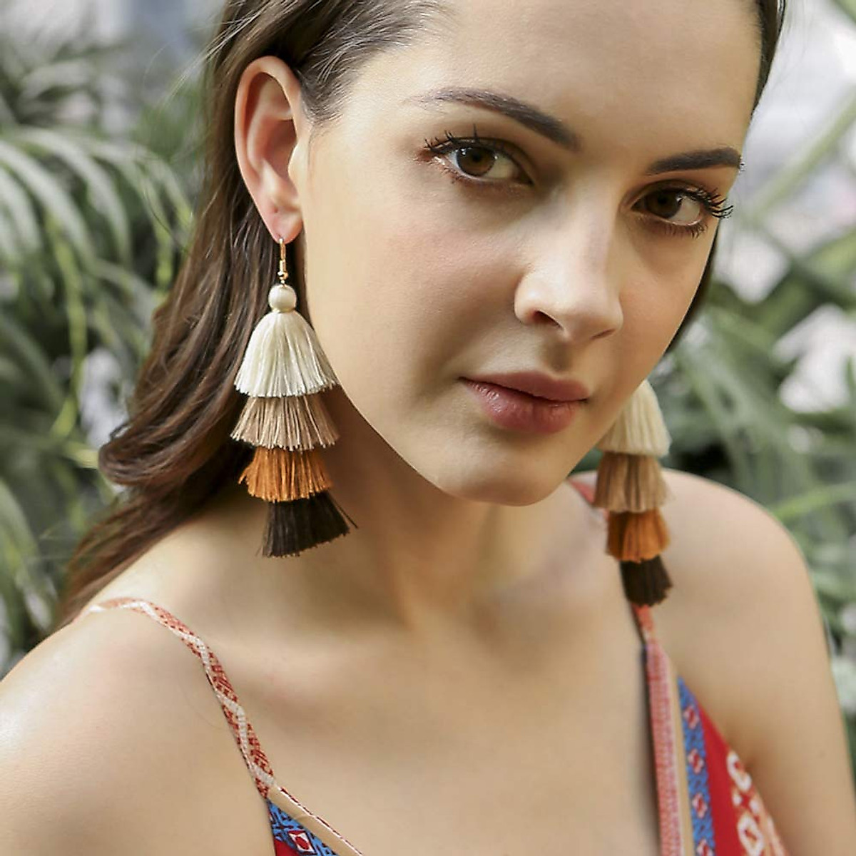 Milakoo 9 Pairs Colorful Tassel Earrings Long Layered Dangle Earrings Bohemian Drop Earrings