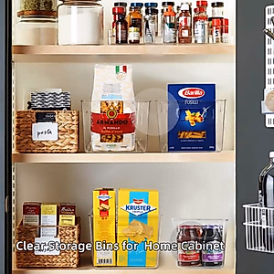 SKTEET 8 Pack Clear Plastic Storage Bins, 4 Large and 4 Small Refrigerator Organizer Bins with Handles, Pantry Organization and Storage for Kitchen,Fridge, Freezer,Home Edit and Cabinet