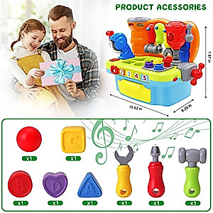 SYAOMUNLY Baby Toys for 1 Year Old Boy Girl Musical Learning Workbench for 2 Years Old Child Toddlers Early Education Sound Shape Toys Christmas Birthday Gift for Kids 12-18 Months