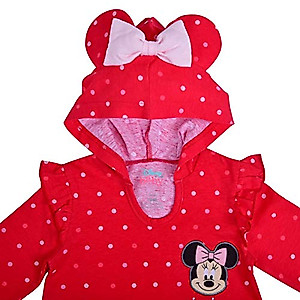 Disney Minnie Mouse Baby Girls Coverall Hooded Romper for Newborn and Infants