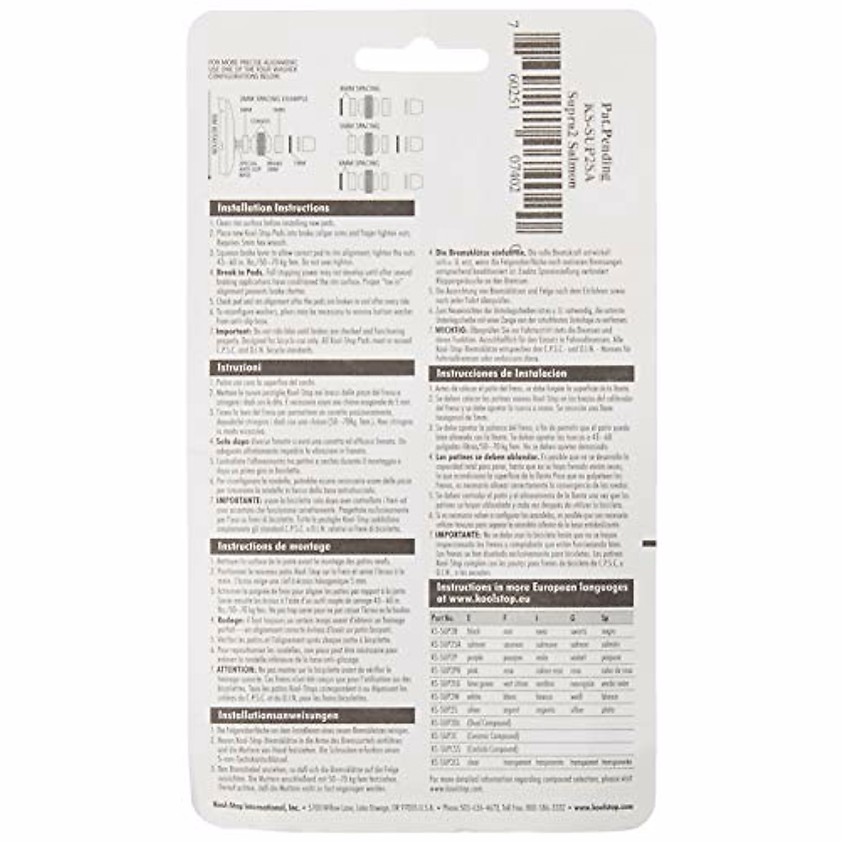 Kool-Stop Supra 2, Linear Pull Pads, Threaded Posts, Salmon, Pair