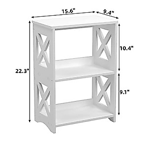 pikpuk Side Table, Narrow End Table with Storage Shelf, Minimalist Bedside Tables Nightstand, Small Bookshelf Bookcase, Bathroom Storage Shelves, Display Rack for Bedroom, Living Room, Office, White.