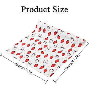 3 Rolls Shelf Liner for Cabinets and Drawer, Non Slip Refrigerator Liners, Non-Adhesive Waterproof Oil-Proof Eva Placemats, Can Be Cut Storage Shelf Mats for Desk, Dresser and Cupboard (Strawberry)