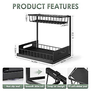 Under Sink Organizer, 2-Tier Pull Under The Sink Storage Organizer, Sliding Organizer Under Sink, For Under Sink Kitchen Organizers and Storage -black…