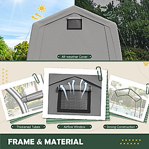 Flamaker Storage Shed 6 x 6 x 7 ft Outdoor Heavy Duty Waterproof Garage Steel Frame Portable Shed with Roll-up Zipper Doors for Motorcycle, Bike, Gardening Tools (Grey)