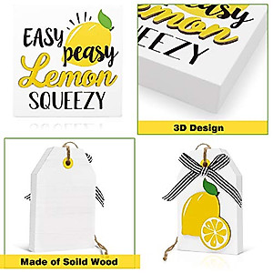 Lemon Wooden Tiered Tray Decor Fresh Lemonade 25 ￠ Easy Peasy Lemon Squeezy Summer Buffalo Plaid Farmhouse Stand Rustic Kitchen Signs Set Of 3