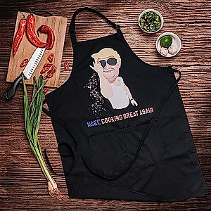 Funny Apron for Men, 100% Cotton Canvas BBQ Aprons with Pockets Adjustable Neck Strap for Grilling, Cooking, Chef, Kitchen, Funny Gifts for Dad, Husband, Boyfriend, Brother - Black