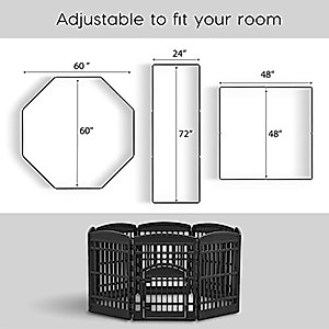 IRIS USA 34" Exercise 8-Panel Pet Playpen with Door, Dog Playpen, for Medium and Large Dogs, Keep Pets Secure, Easy Assemble, Fold It Down, Easy Storing, Customizable, Black